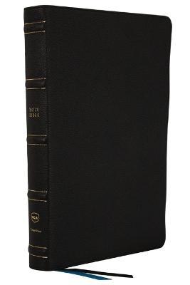 NKJV, Large Print Thinline Reference Bible, Blue Letter, Maclaren Series, Genuine Leather, Black ...