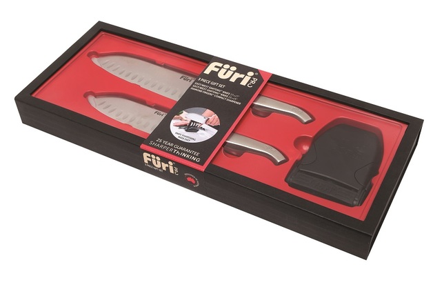 Furi: Pro East/West Santoku and Sharpener 3 Piece Knife Set | at Mighty ...