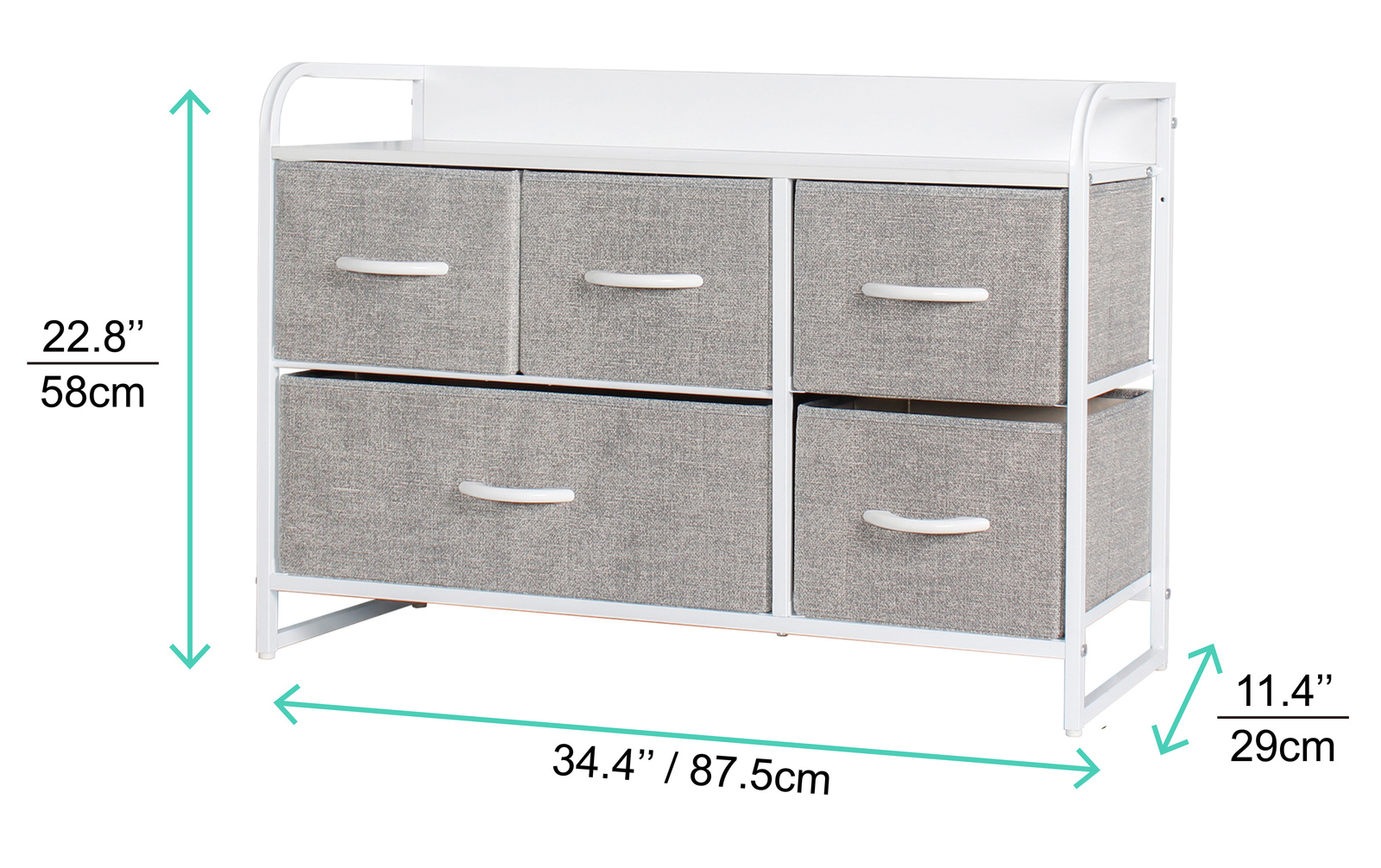 Buy Ovela 5 Drawer Storage Chest -Light Grey & White at Mighty Ape NZ