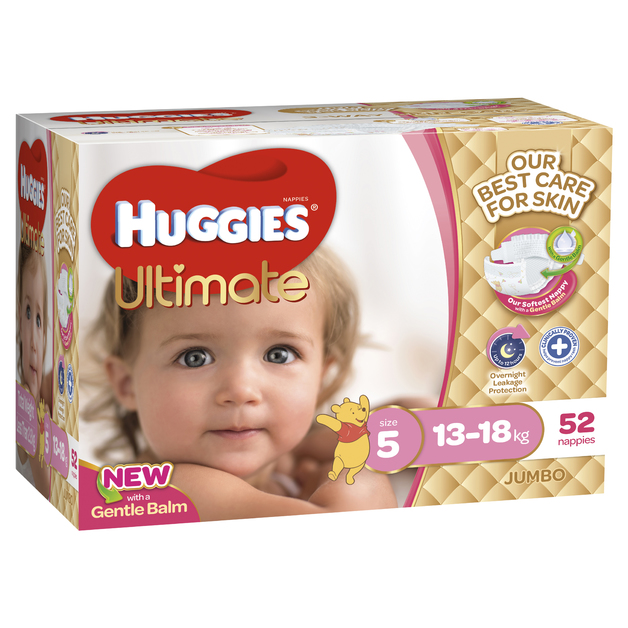 Buy Huggies Ultimate Nappies: Jumbo Pack - Walker Girl 12-17kg (52) at ...