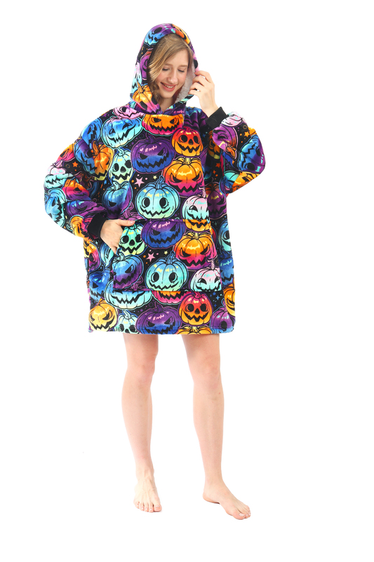 Printed Cuddle Hoodie Blanket - Pumpkin | at Mighty Ape NZ