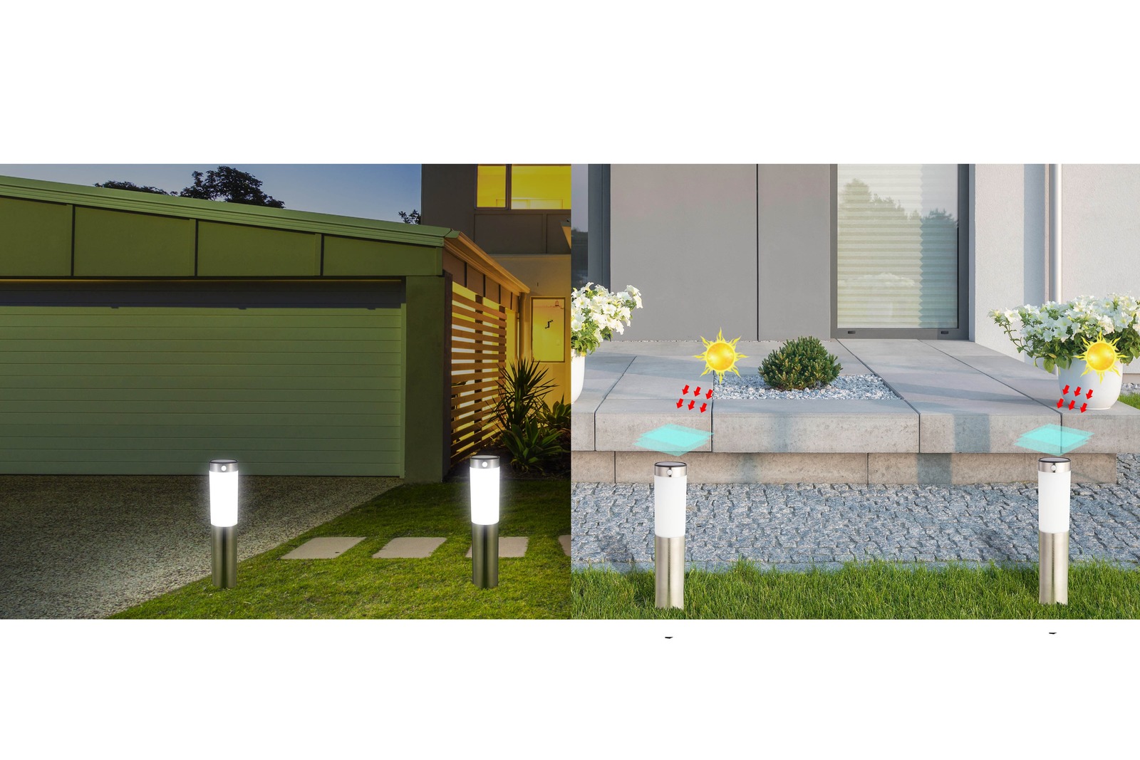 Solar Powered Motion Sensor Bollard LED Light - 2 Pack | at Mighty Ape NZ