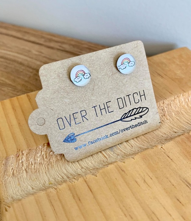 Over the Ditch: Dome Earrings - Rainbow (8mm) | at Mighty Ape NZ