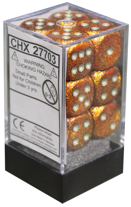 Chessex: Glitter 16mm D6 - Gold/Silver Dice Block | at Mighty Ape NZ