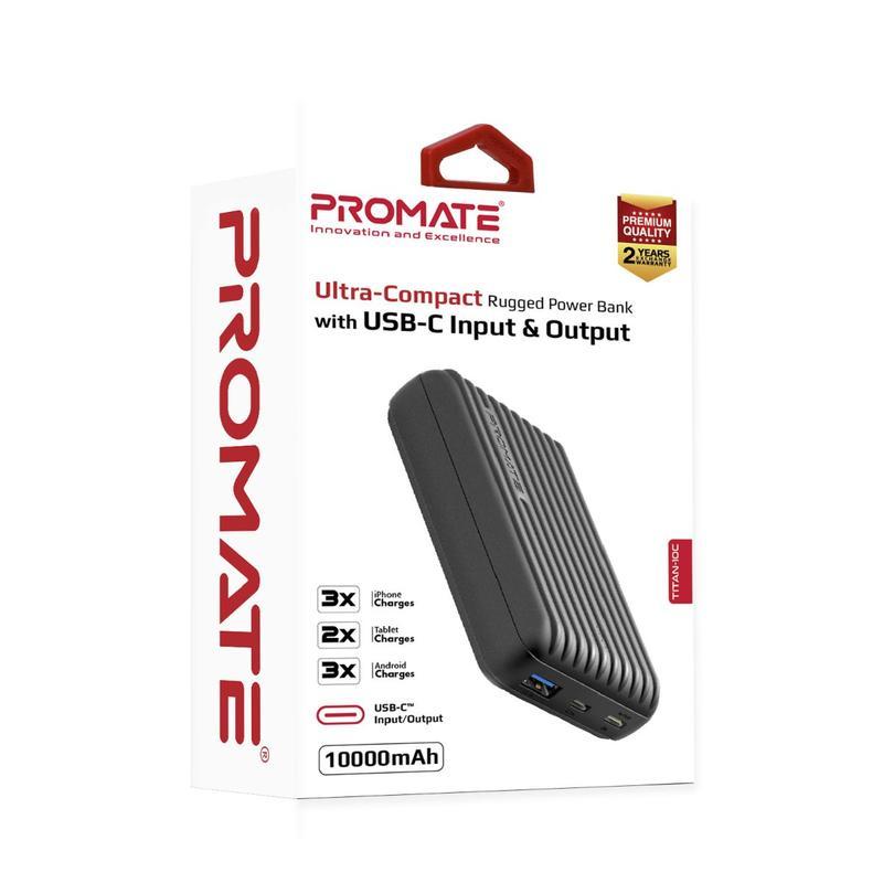 Promate: Titan-10C Ultra-Compact Rugged 10000mAh Power Bank with USB-C ...