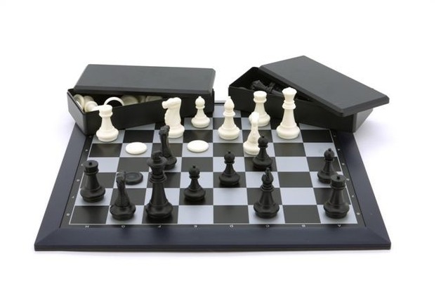 Large Magnetic Chess & Checkers Set (Black/White) | Board Game | at ...