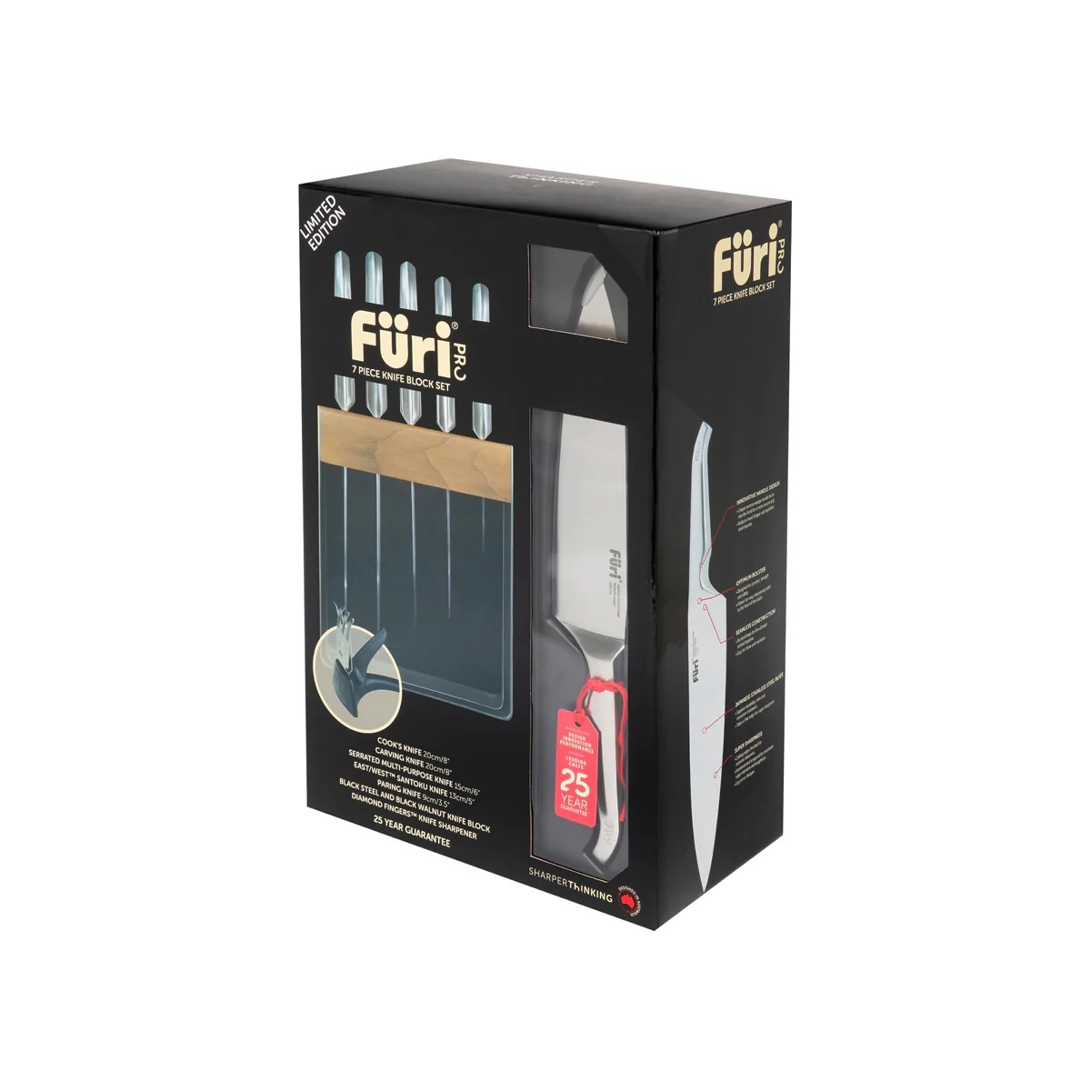 Furi Pro: Stainless Steel Knife Block Set (Black) | at Mighty Ape NZ
