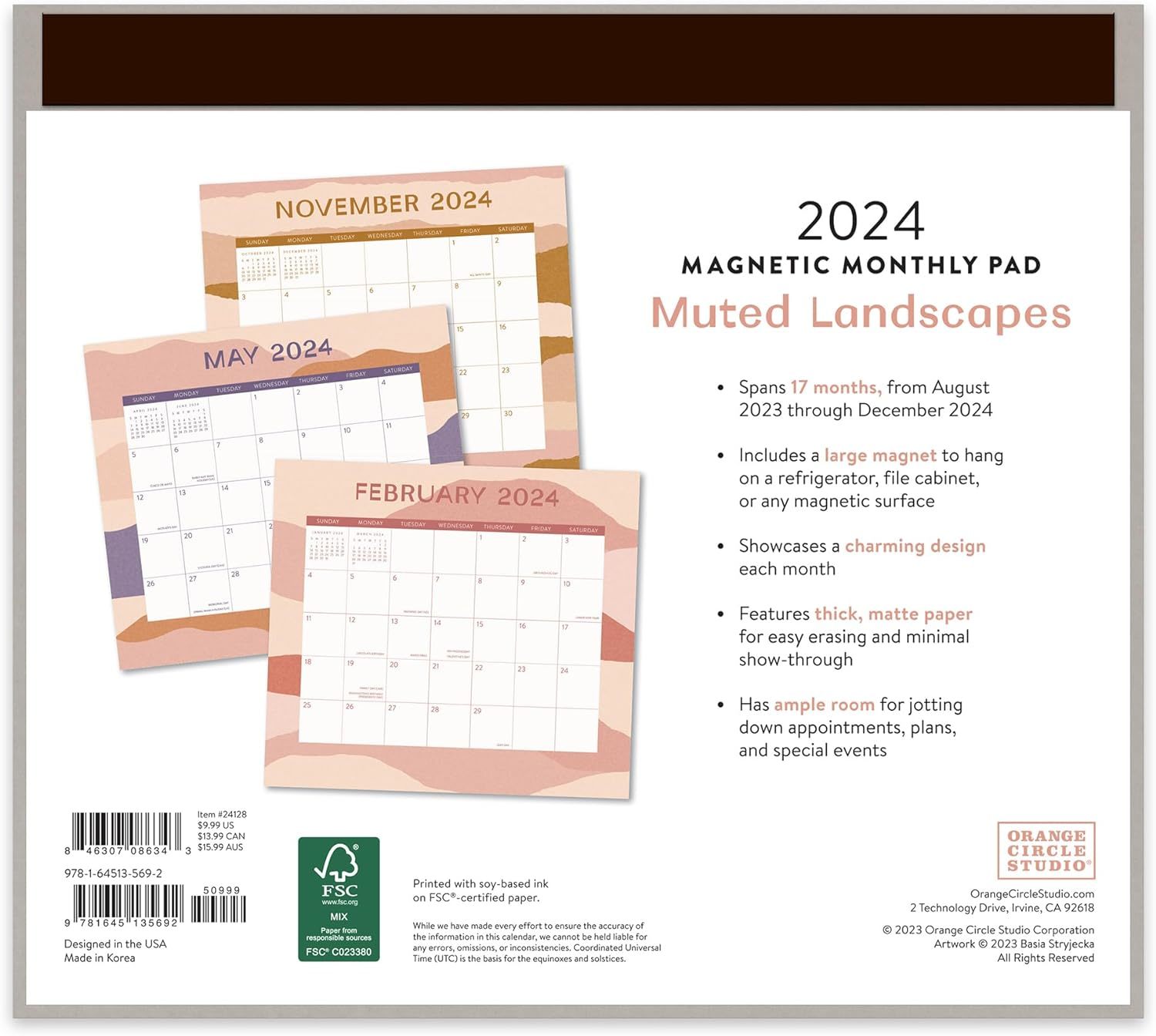 Buy Orange Circle Studio: Magnetic Monthly Pad 2024 - Muted Landscapes ...