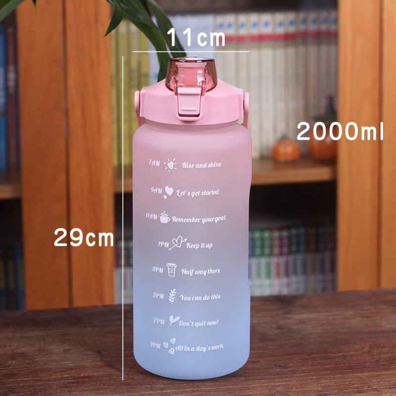 Buy Large Capacity Portable Straw Water Bottle 2000ml - Pink & Blue#N# at Mighty Ape NZ