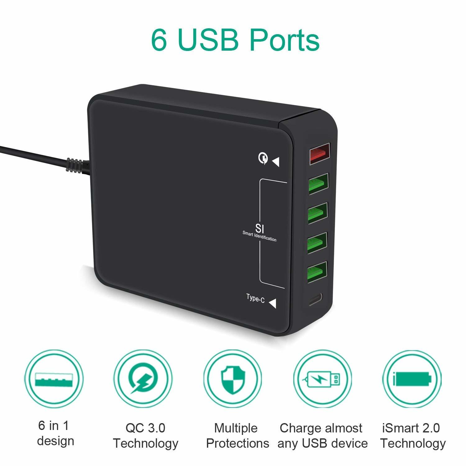 USB Quick Charger 6-Port Desktop Charging Station | at Mighty Ape NZ