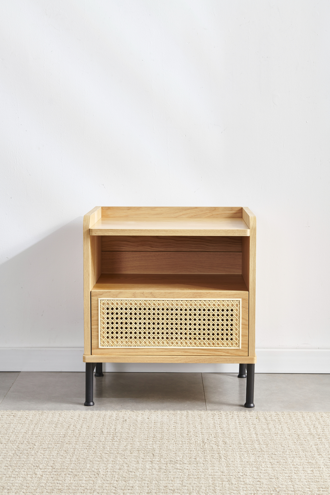 Buy Fraser Country Natural & Black Rattan Bedside Table with Metal Legs ...