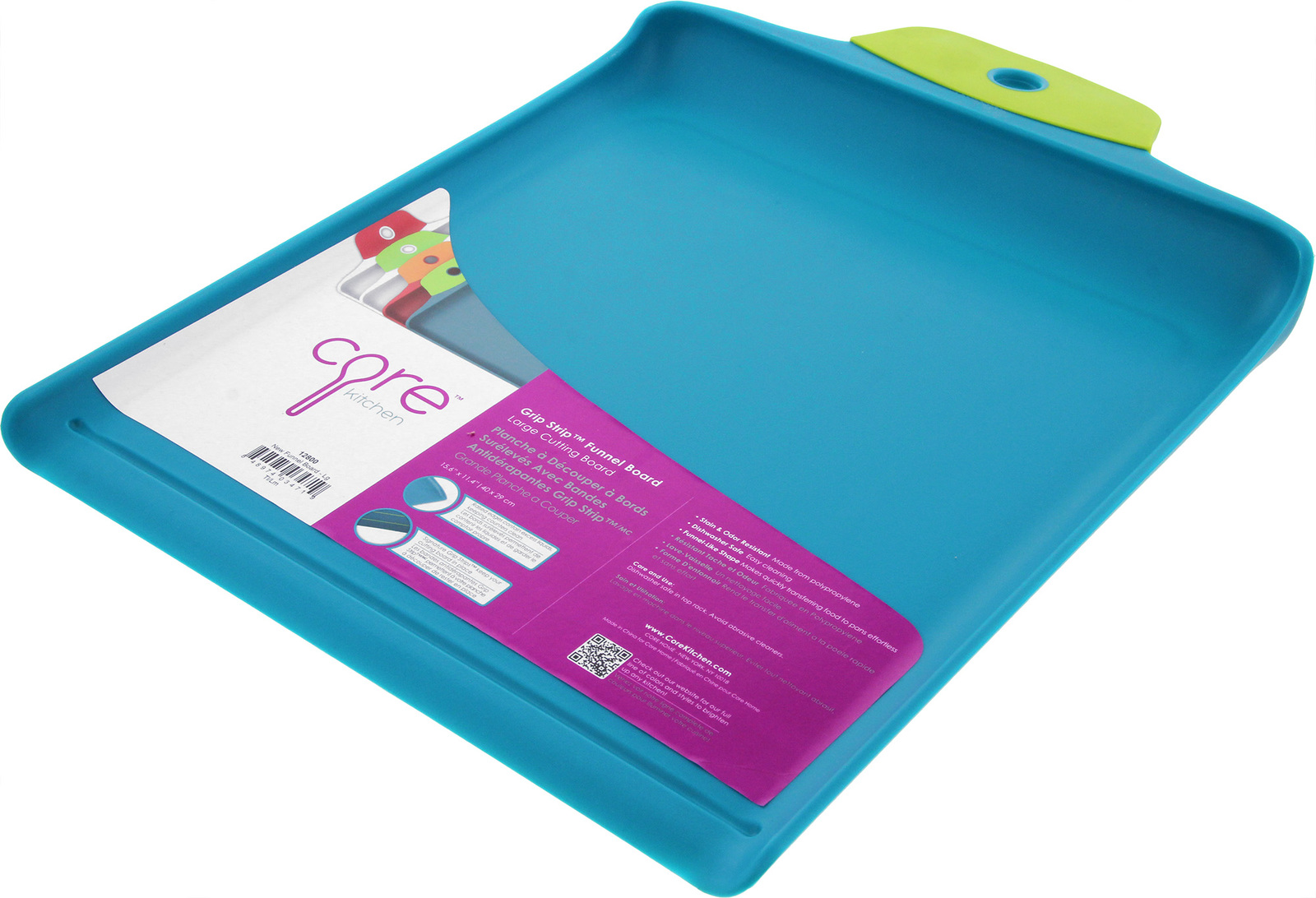 Core Home: Grip Strip Funnel Cutting Board - Teal/Lime (Large) | at ...