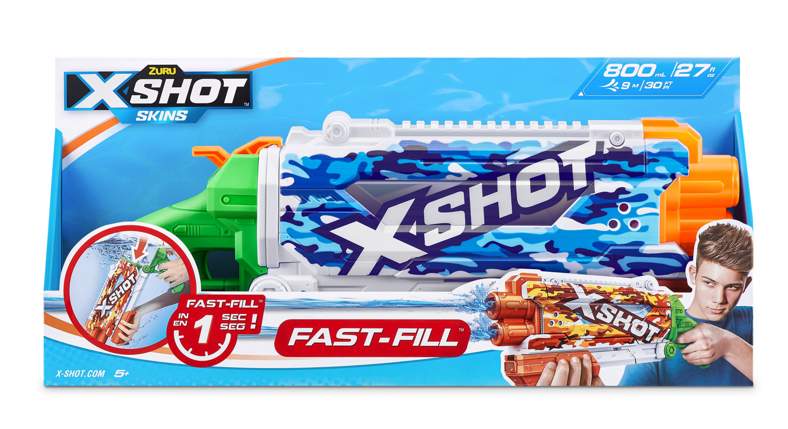 Zuru: X-Shot Skins - Fast-Fill Pump Action Water Blaster - Water Camo ...