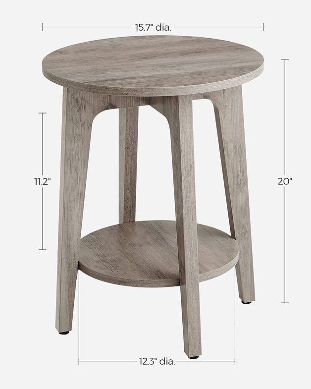 Buy VASAGLE Small Round End Table with Lower Shelf - Greige at Mighty ...