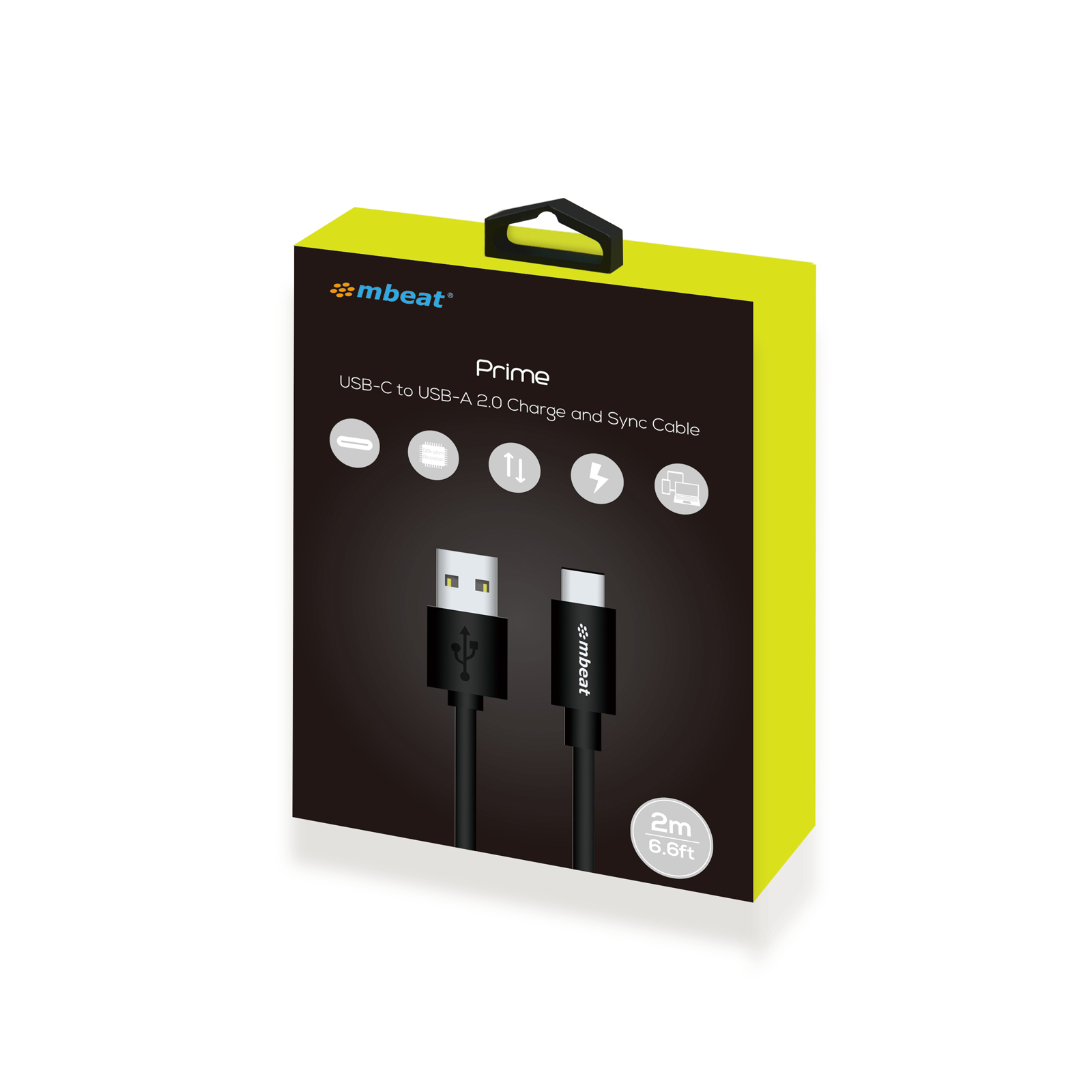 mBeat Prime USB-C to USB-A Charge and Sync Cable - 2m | at Mighty Ape NZ