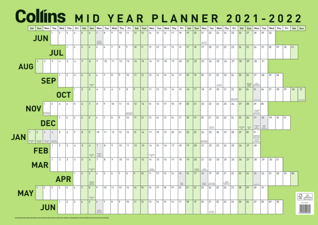 Buy Collins: Large Mid Year Wallplanner at Mighty Ape NZ