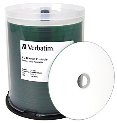 Verbatim CD-R 700MB 52x White Wide Inkjet - 100 Pack | at Mighty Ape NZ