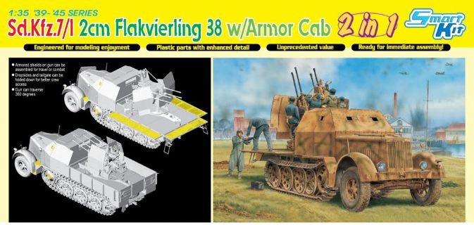 Dragon Sd.Kfz.7/1 2cm Flakvierling 38 w/Armour Cab 1/35 Model Kit | at ...