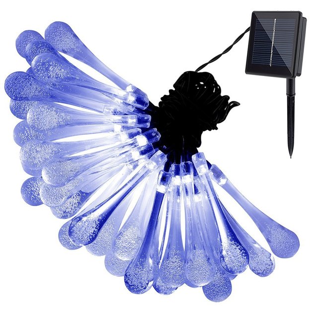 30 LED Solar Water Drop Fairy String Light - Blue | at Mighty Ape NZ