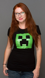 Minecraft Creeper Glow in the Dark Face Women's T-Shirt - Medium ...