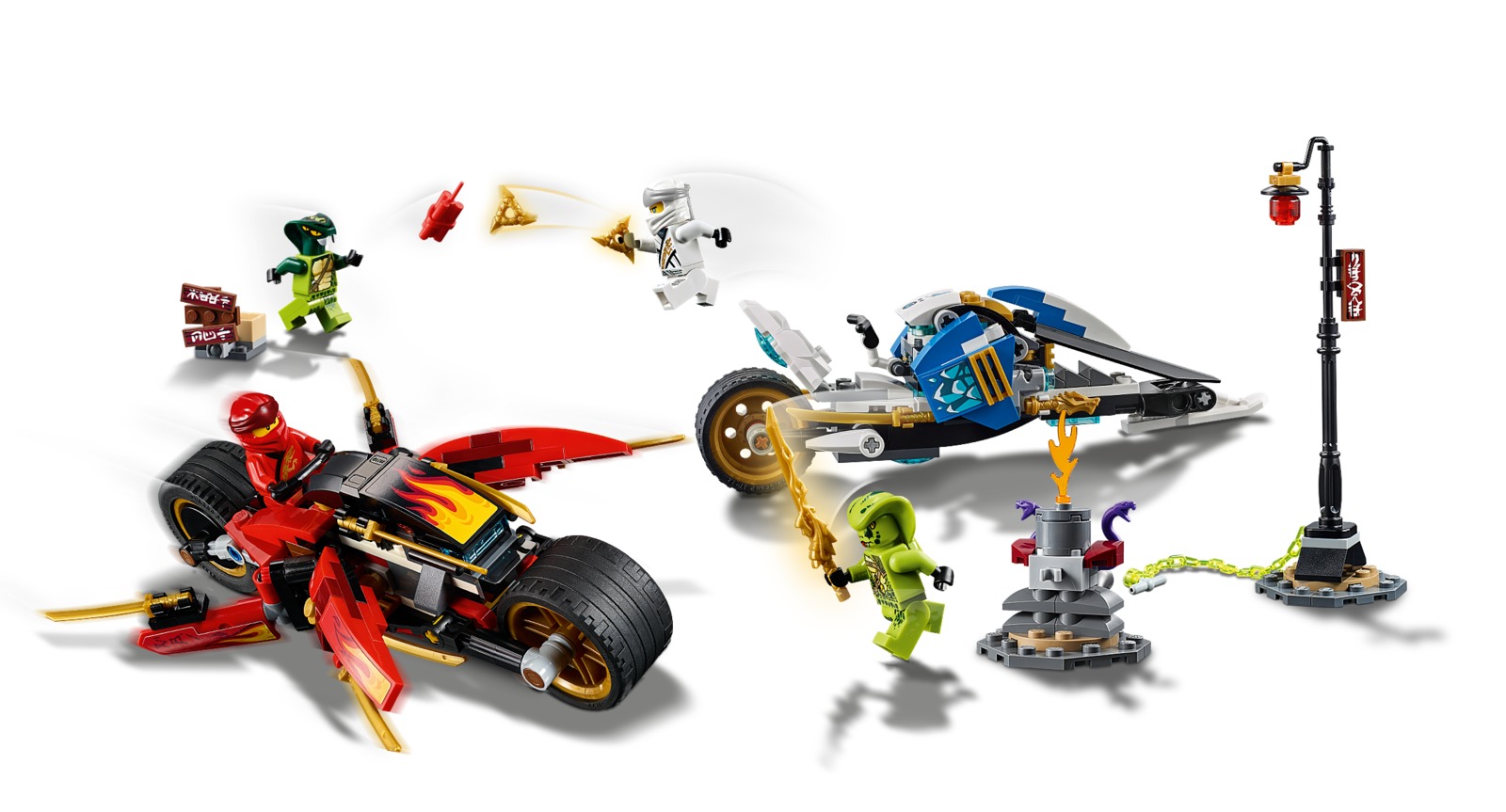 LEGO Ninjago - Kai's Blade Cycle & Zane's Snowmobile | Toy | at Mighty ...