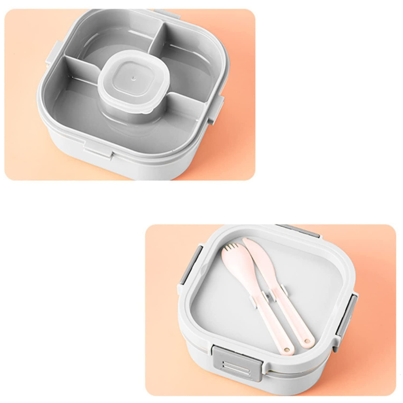 Plastic Double-Layer Salad Lunch Box - White (1700ml) | at Mighty Ape NZ