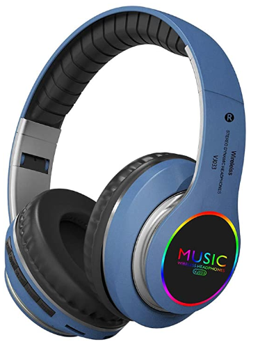 LED Bluetooth 5.0 Foldable Wireless Headset - Blue | at Mighty Ape NZ