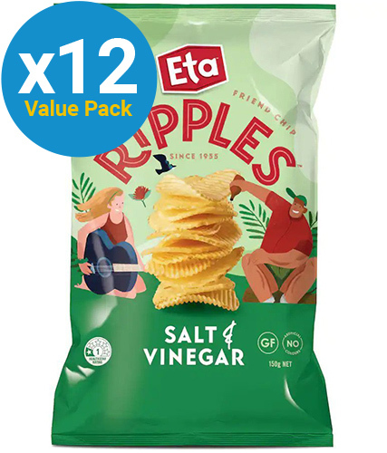 Eta Ripples Salt & Vinegar Chips (12 x 150g) | at Mighty Ape NZ