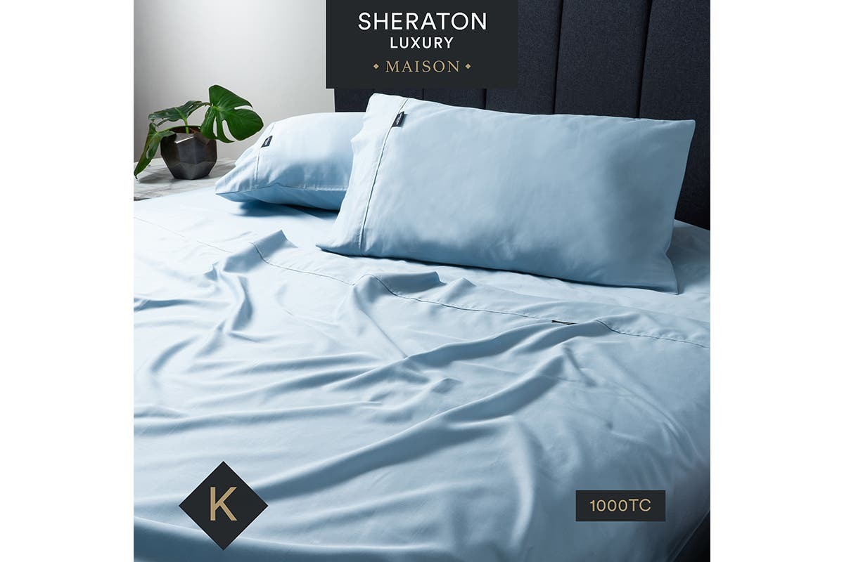 Sheraton Luxury Maison 1000TC Cotton Rich Queen Bed Sheet Set - Pale ...