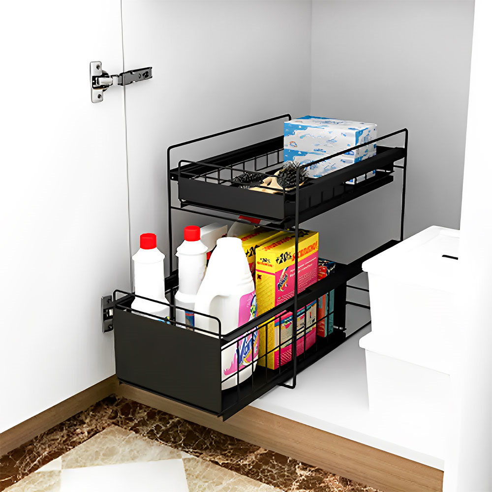 2-Tier Under Sink Sliding Storage Drawer | at Mighty Ape Australia