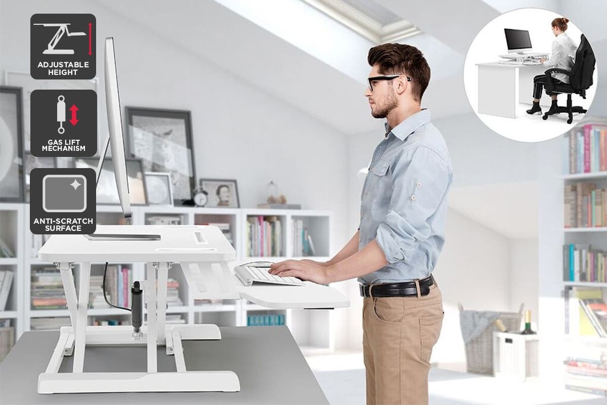 Buy Ergolux Pro Height Adjustable Sit Stand Desk Riser Large White