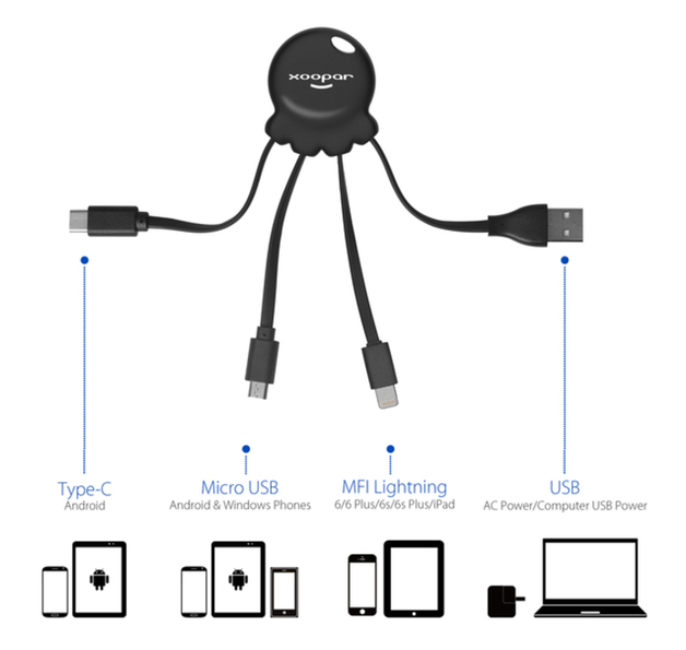 Xoopar: Octopus 2 - Charging Cable | at Mighty Ape NZ