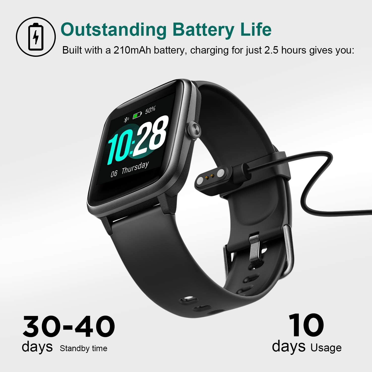 Smart Watch Fitness Tracker with Heart Rate Monitor - Black | at Mighty ...