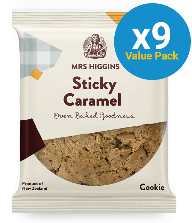 Mrs Higgins: Sticky Caramel Cookie 85g (9 Pack) | at Mighty Ape NZ