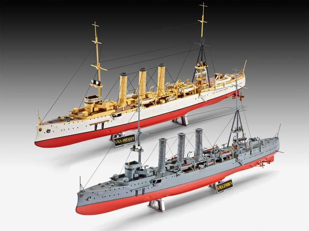 Revell German WWI Light Cruisers SMS Dresden & SMS Emden 1/350 Model ...