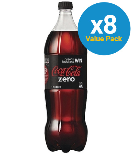 Coke Zero Soft Drink 1.5l (8 Pack) | at Mighty Ape NZ