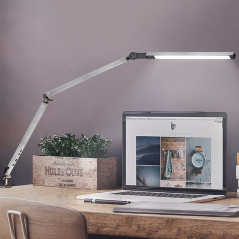 LED Swing Arm Lamp Desk Mount with Clamp - Silver | at Mighty Ape NZ