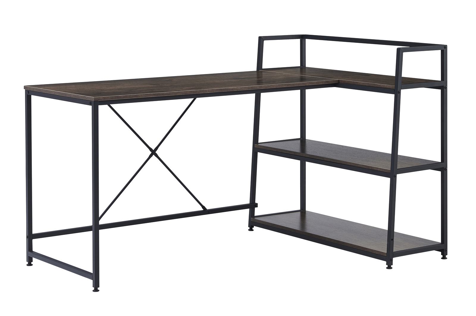 Buy Large Corner Desk Black & Rustic Walnut Finish at Mighty Ape NZ