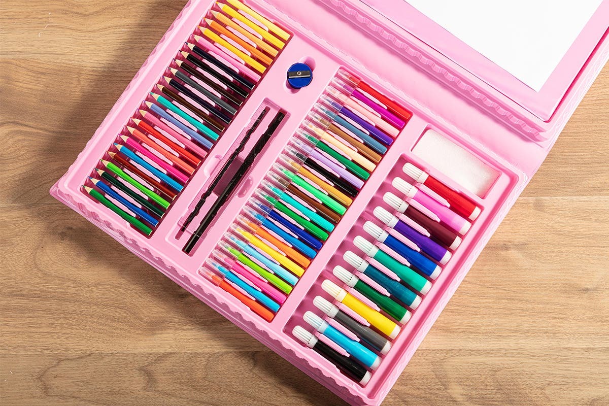 Buy 208-Piece Pop-Up Double-Sided Easel Art Set - Pink at Mighty Ape NZ