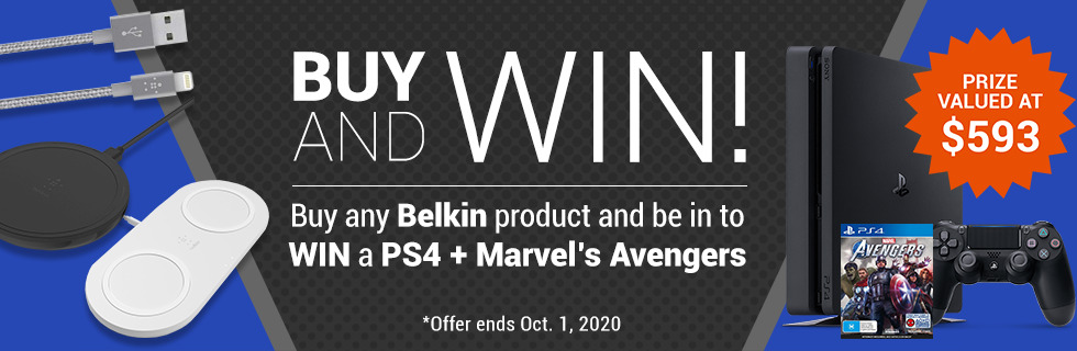 Buy Any Belkin product and BE IN TO WIN a PS4 Prize pack! at Mighty Ape NZ