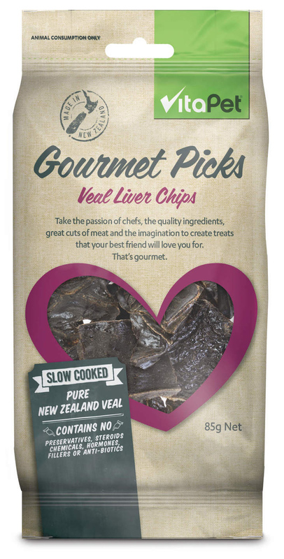 Buy Vitapet: Gourmet Picks Veal Liver Chips (85g) at Mighty Ape NZ
