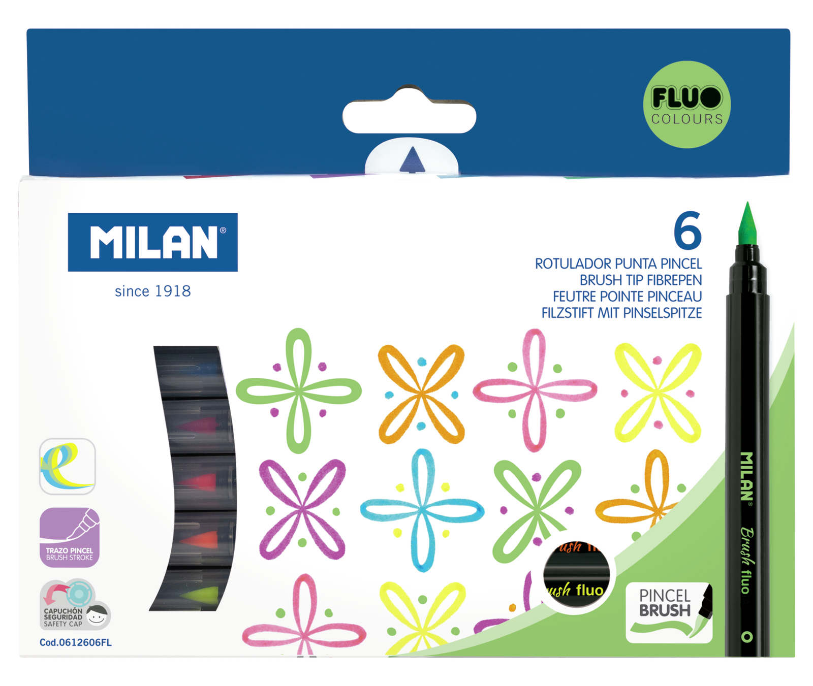Buy Milan Markers Brush Tip Fluoro Pack 6 at Mighty Ape NZ