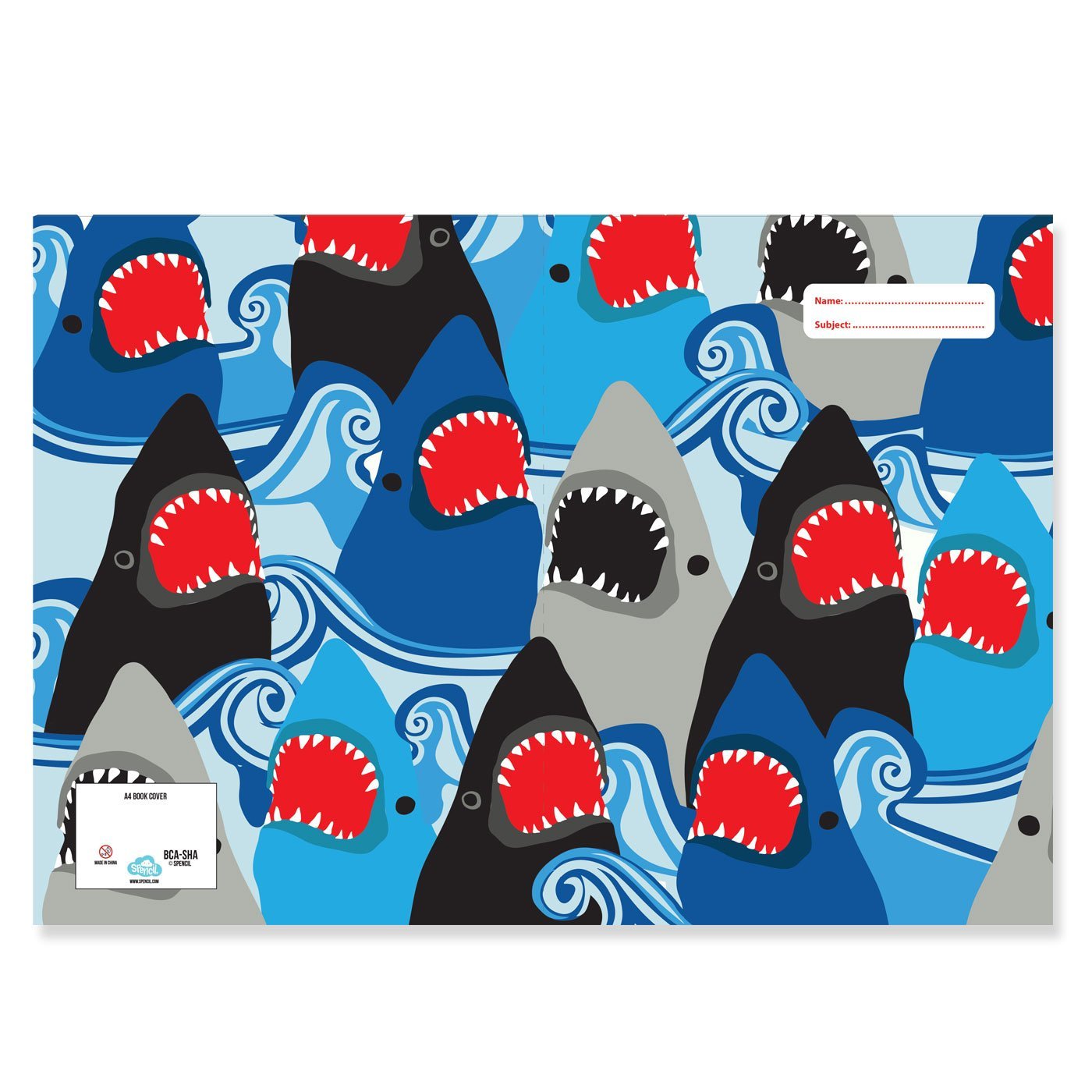 Buy Spencil: A4 Book Cover - Sharks at Mighty Ape Australia