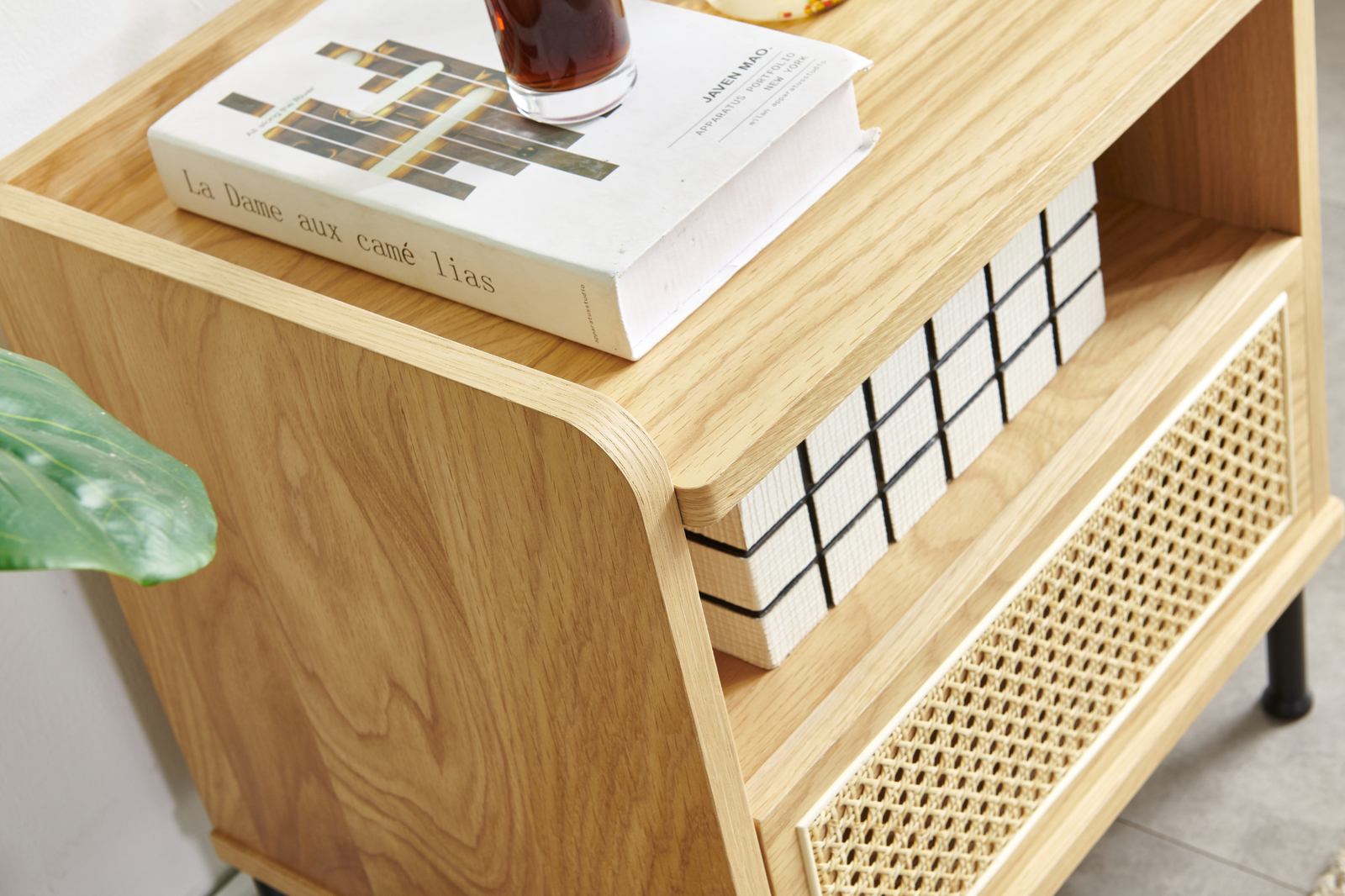 Buy Fraser Country Natural & Black Rattan Bedside Table with Metal Legs ...