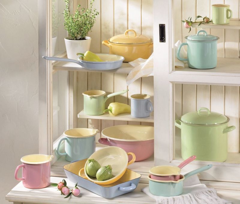 Riess Enamel Saucepan with Spout - Yellow (16cm/1l) | at Mighty Ape NZ