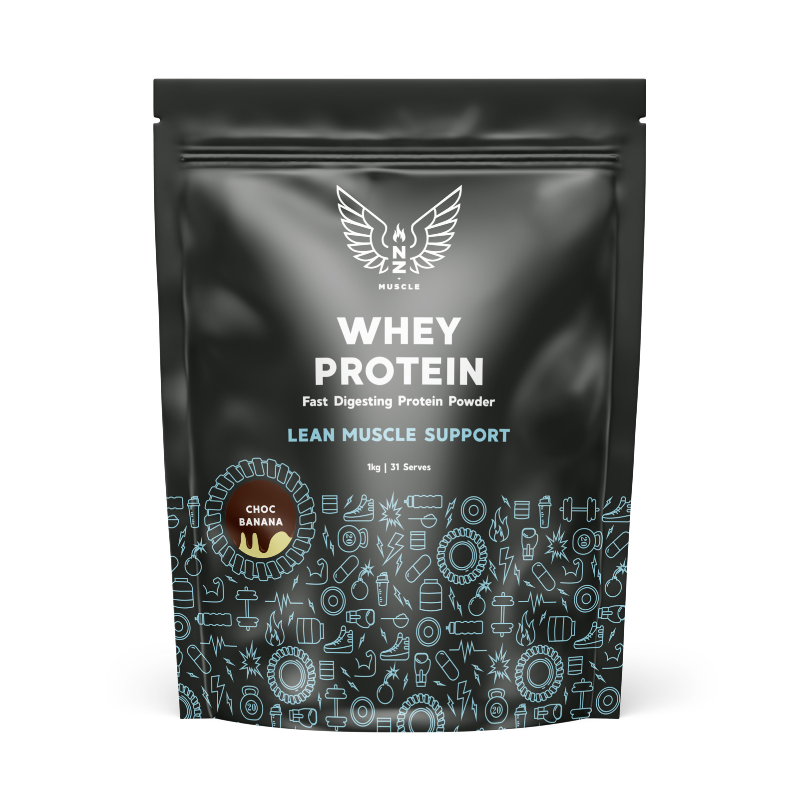 Buy NZ Muscle: Whey Protein 1KG - Choc Banana at Mighty Ape NZ