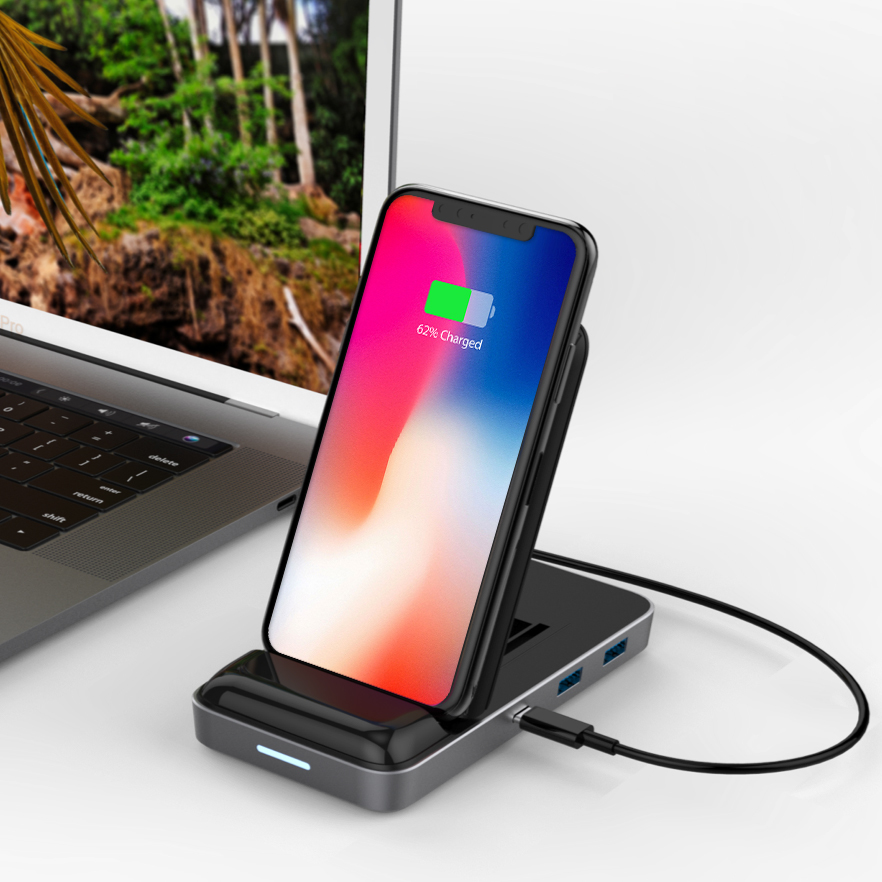 HyperDrive: USB-C Hub with 7.5W Wireless Charger - Black | at Mighty Ape NZ
