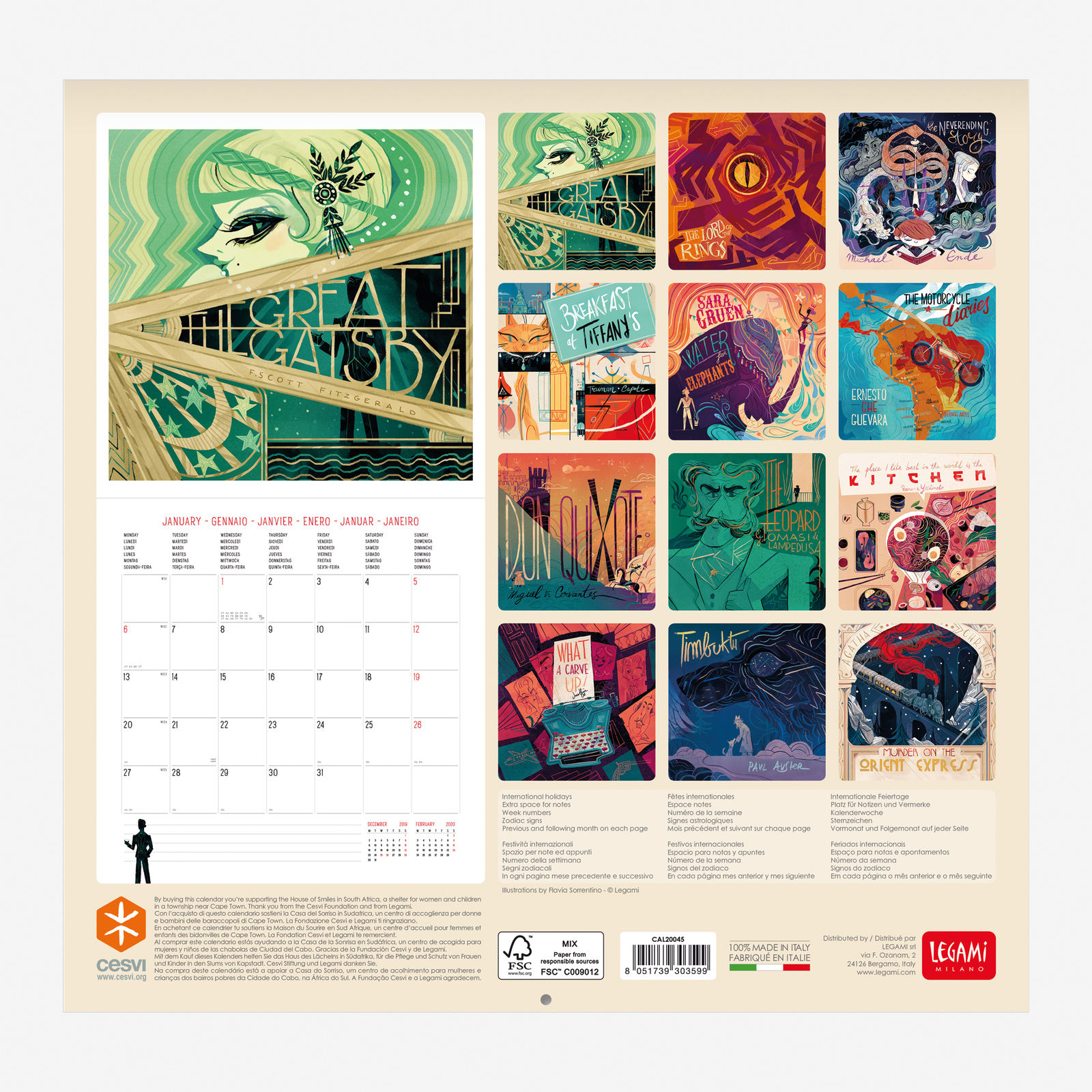 Buy Legami: Book Lover's 2020 Wall Calendar at Mighty Ape NZ