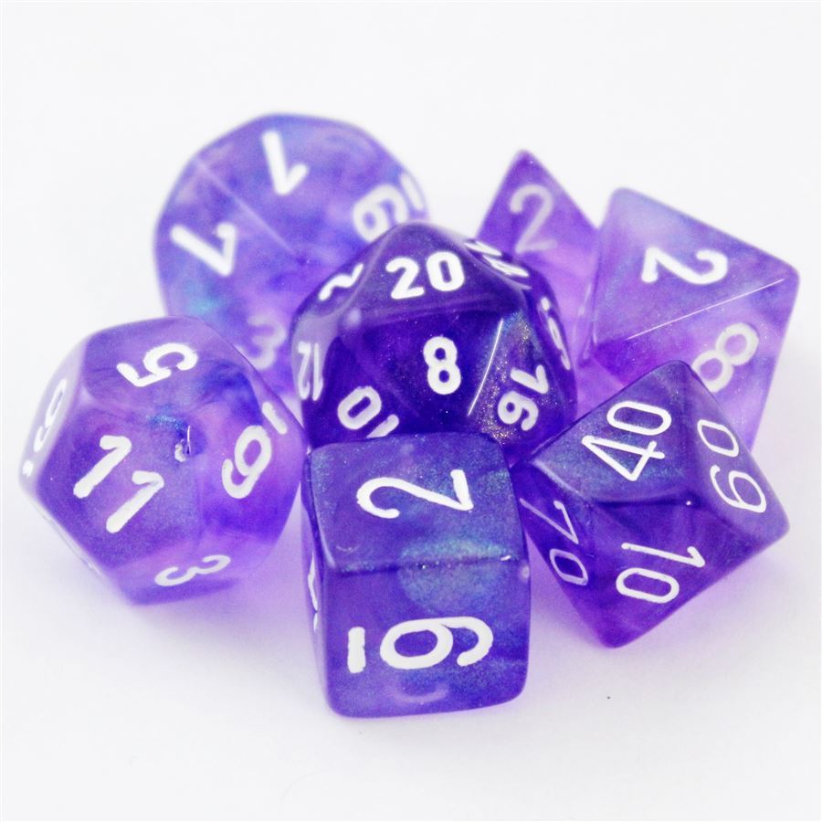 Chessex Signature Polyhedral Dice Set Borealis Purple/White | at Mighty ...