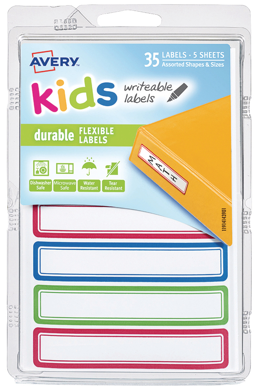 Buy Avery: Kids Writable Labels - Green, Blue & Red Border at Mighty Ape NZ